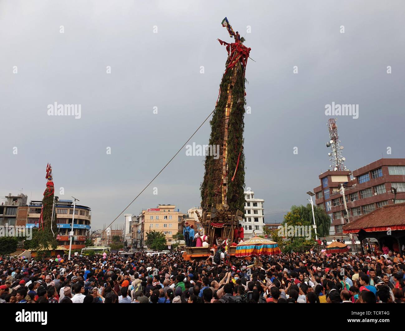 Lalitpur, Nepal. 09th June, 2019. People participate in Bhoto Jatra ...