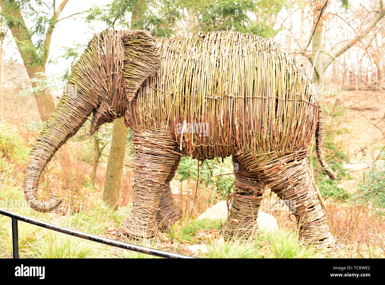 Elephant sculpture woven with straw rope Stock Photo - Alamy