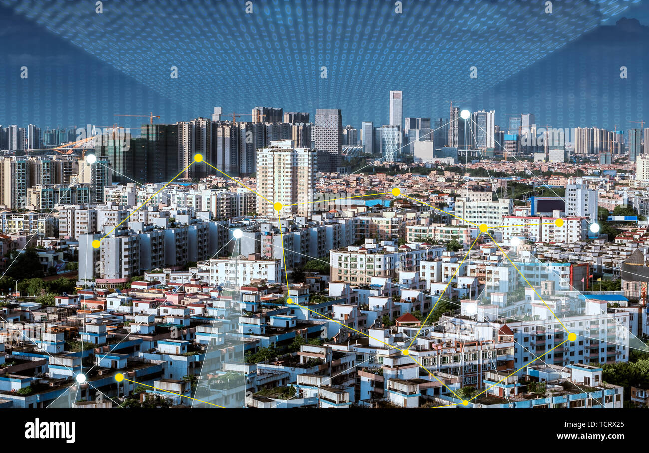 Digital city, virtual reality, big data concept Stock Photo - Alamy