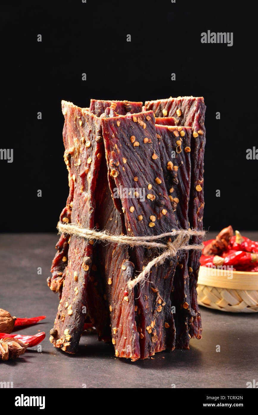 Air-dried hand-torn beef HD picture Stock Photo - Alamy
