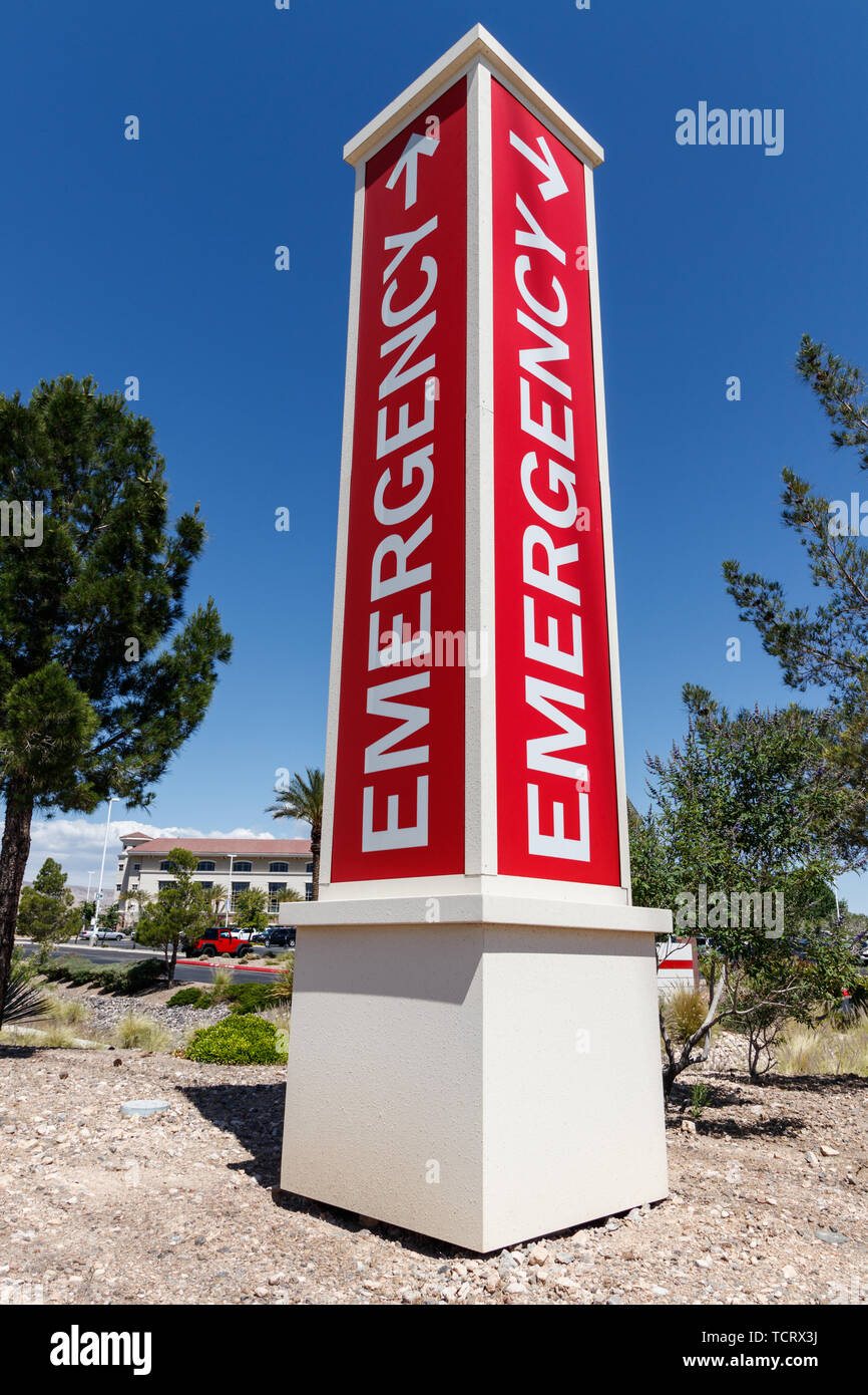 Red Emergency Entrance Sign for a Local Hospital Stock Photo - Alamy
