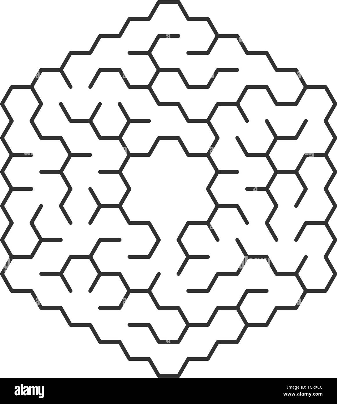 circular labyrinth in the shape of a hexagon. Vector illustration ...