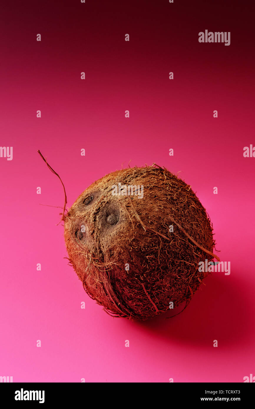 coconut on deep purple pink background Stock Photo - Alamy