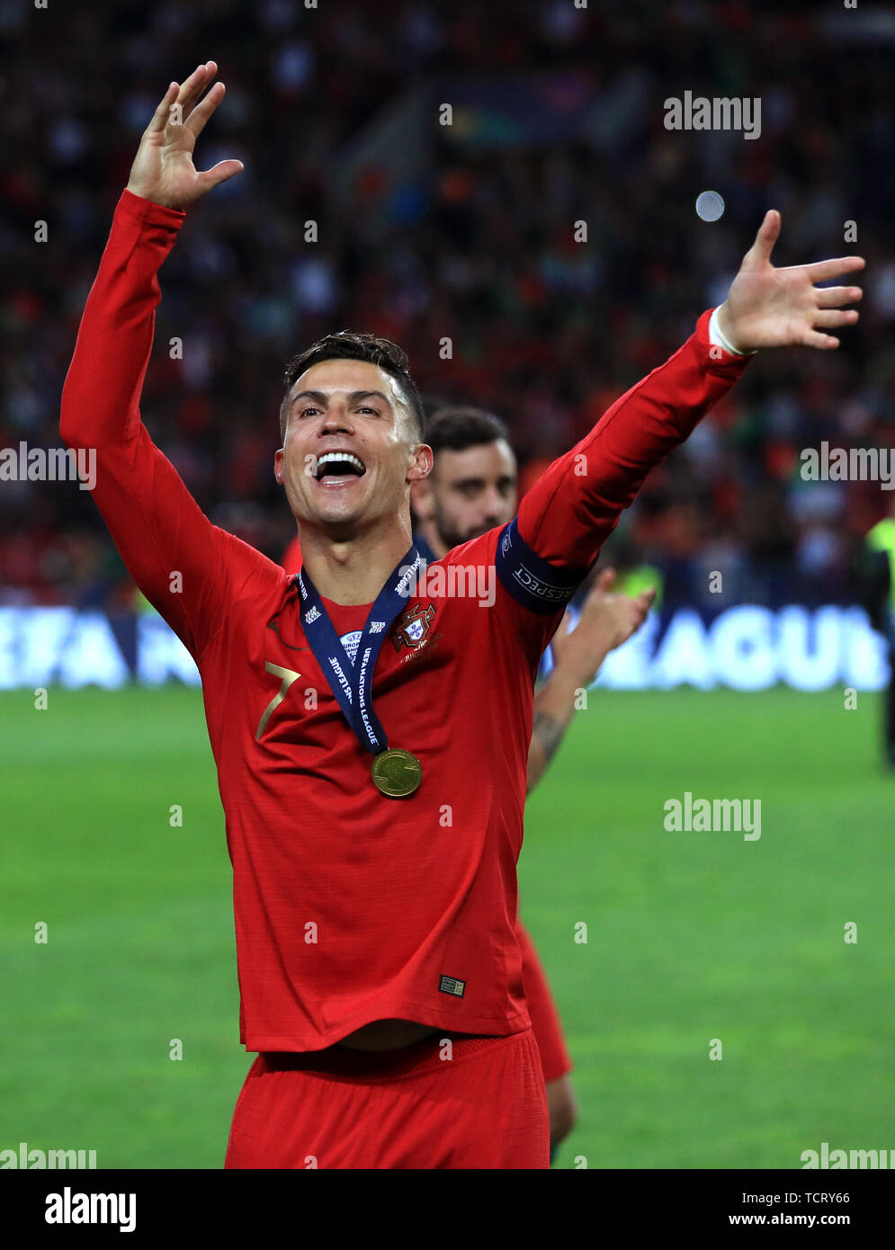 Portugal's Cristiano Ronaldo celebrates after the final whistle during ...