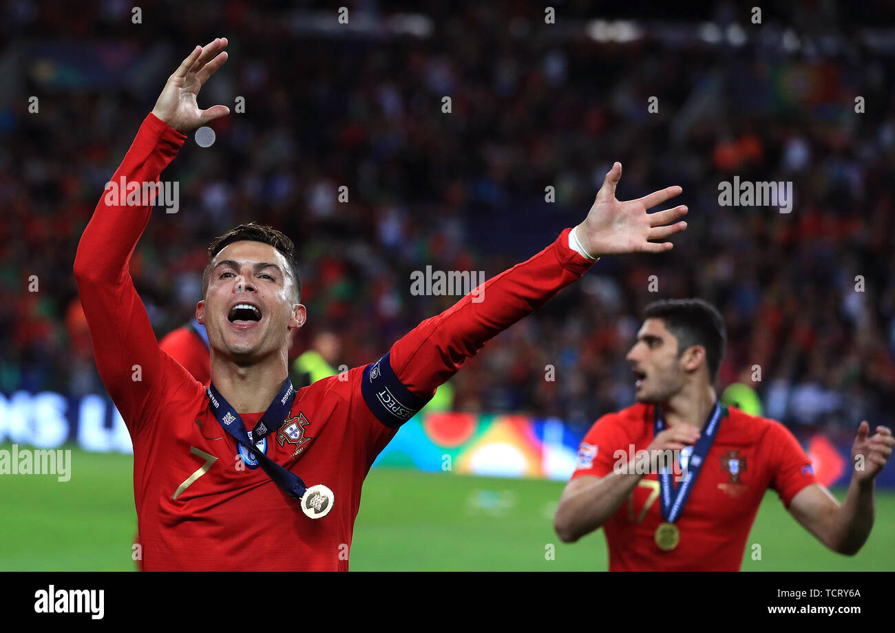 Portugal's Cristiano Ronaldo celebrates after the final whistle during ...
