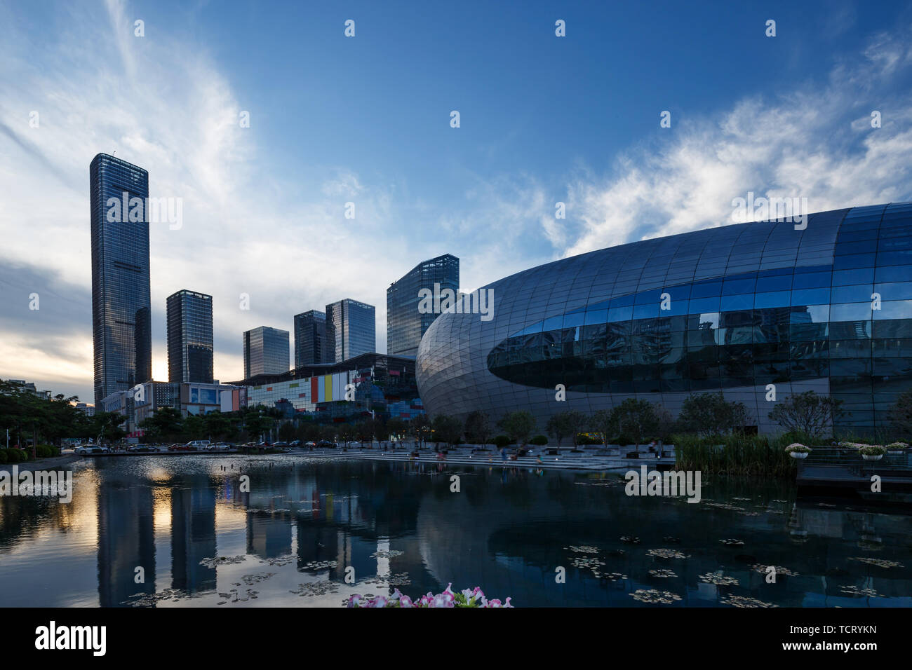modern landmark and skyline at riverbank Stock Photo - Alamy