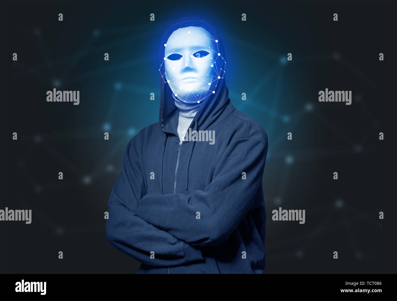 Face recognition with mesh. Cyber security concept Stock Photo - Alamy
