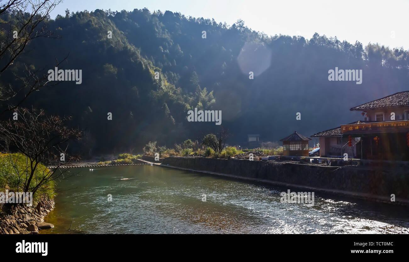 Landscape of the mountain village Stock Photo - Alamy