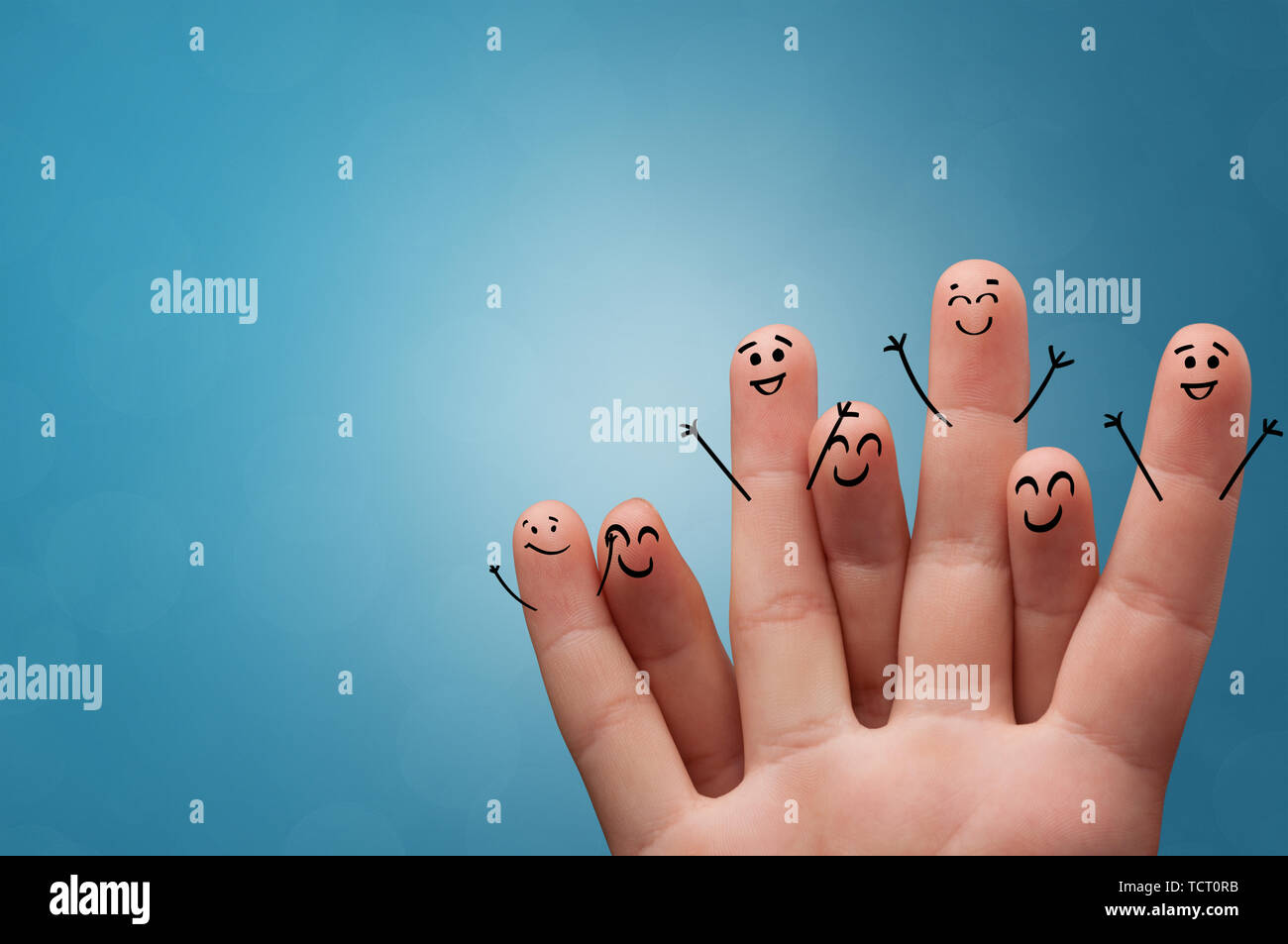 Joyful fingers smiling with colorful background concept Stock Photo - Alamy