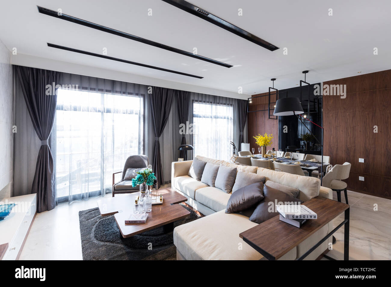 Design of interior design space of model room in modern living room ...