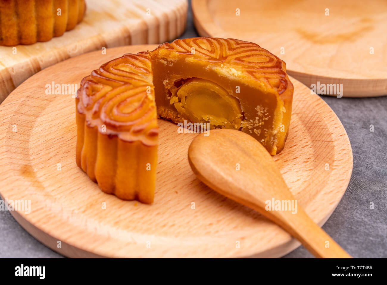 Mid-autumn moon mooncakes with gray background Stock Photo - Alamy
