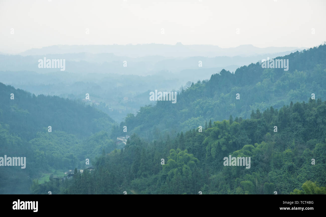 Scenery of Bashu mountains and rivers in Dazhu County, Sichuan Province ...