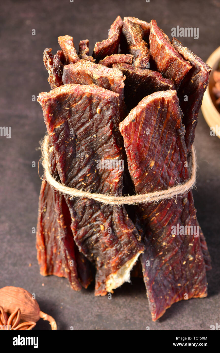 Air-dried hand-torn beef HD picture Stock Photo - Alamy