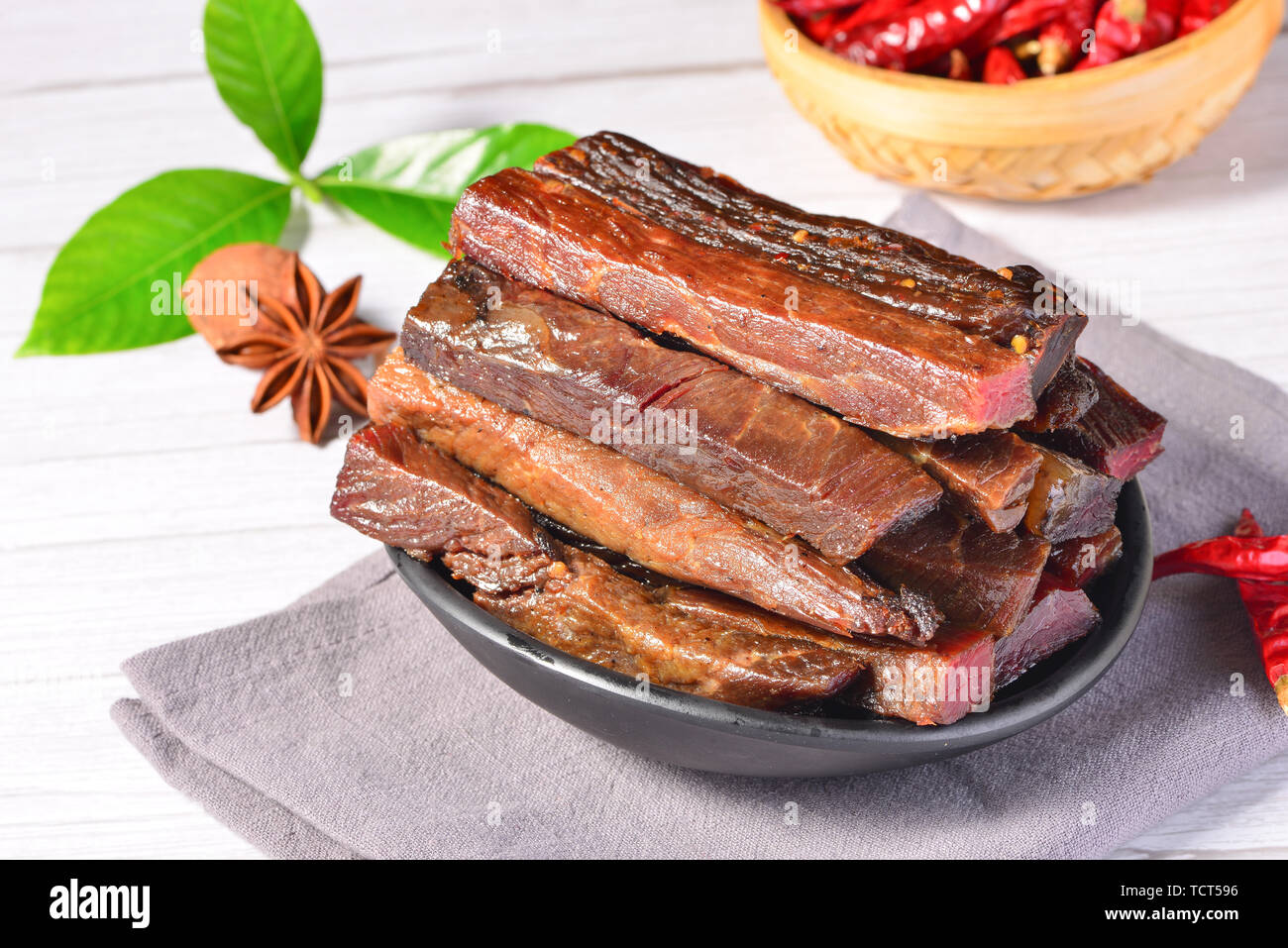 Air-dried hand-torn beef HD picture Stock Photo - Alamy