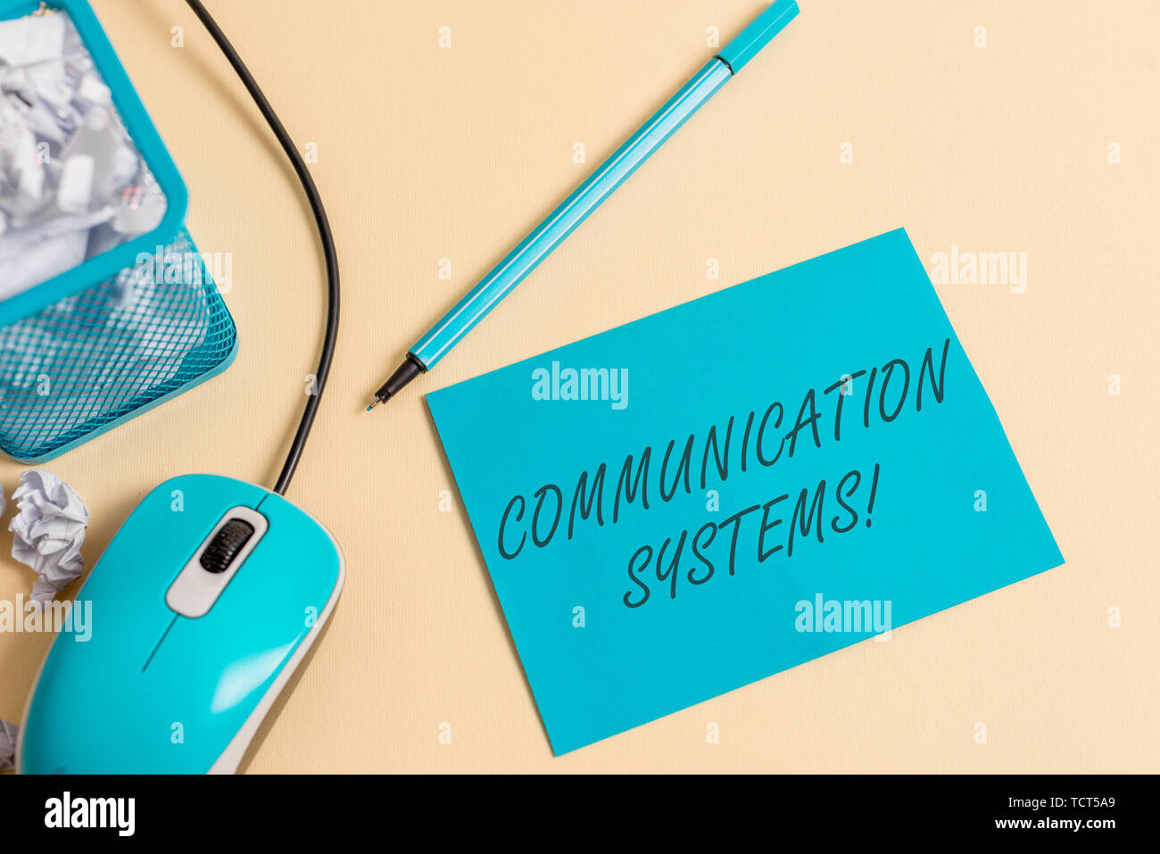 Writing note showing Communication Systems. Business concept for Flow ...