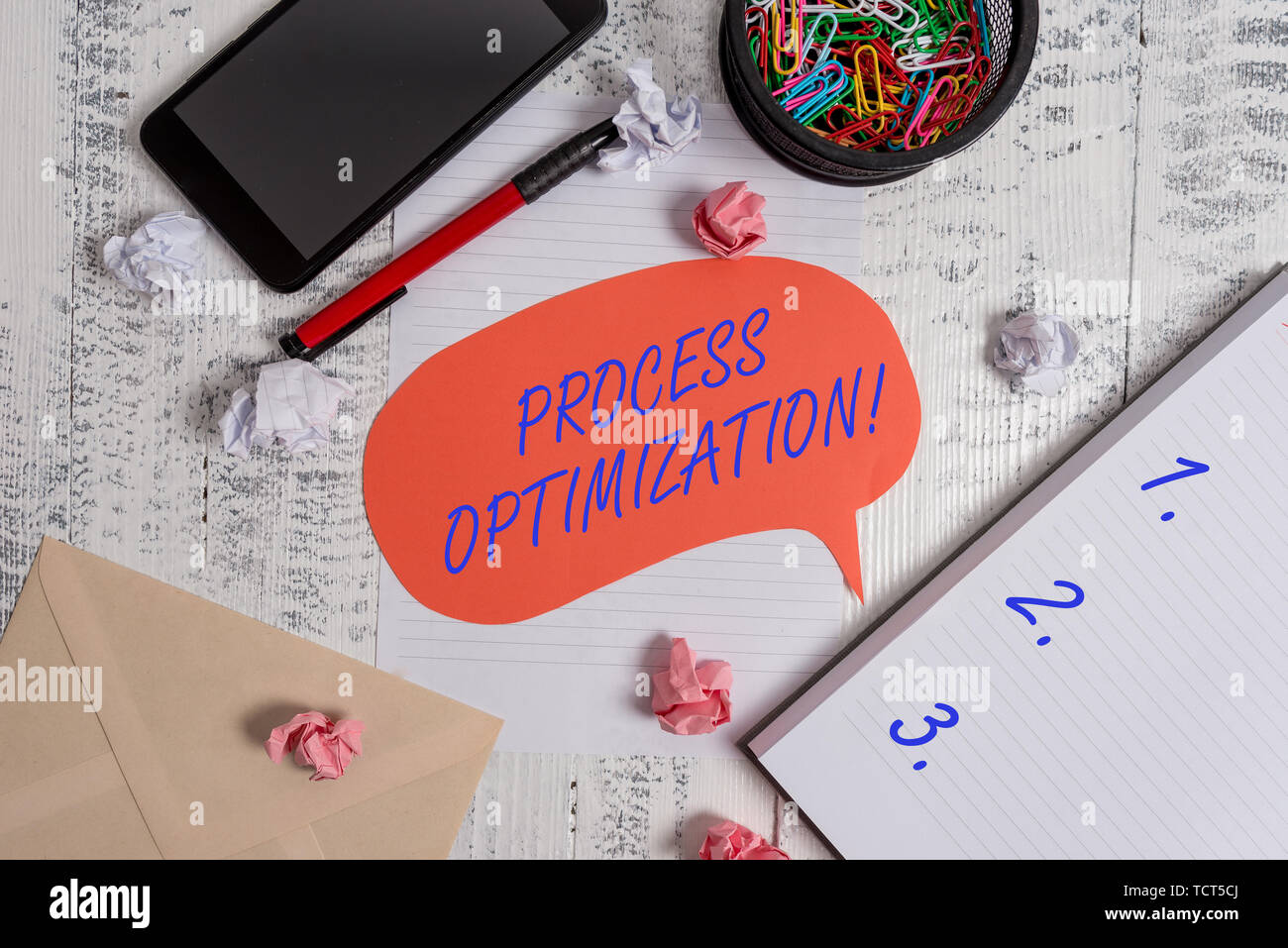 Writing note showing Process Optimization. Business concept for Improve ...