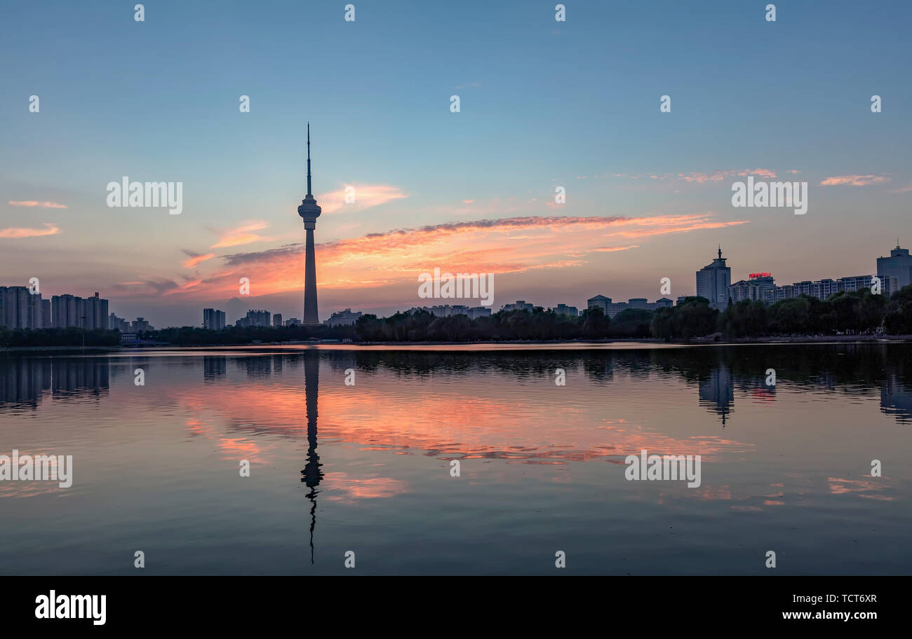 The TV tower in spring, summer, autumn and winter Stock Photo - Alamy