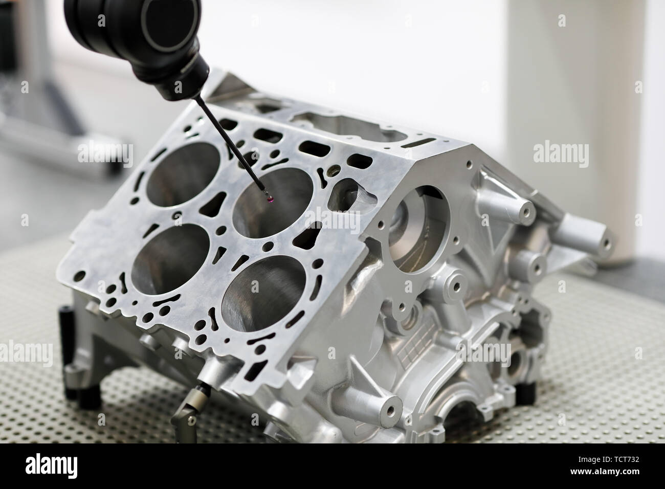 3D touch probe head of coordinate measuring machine. Selective focus ...