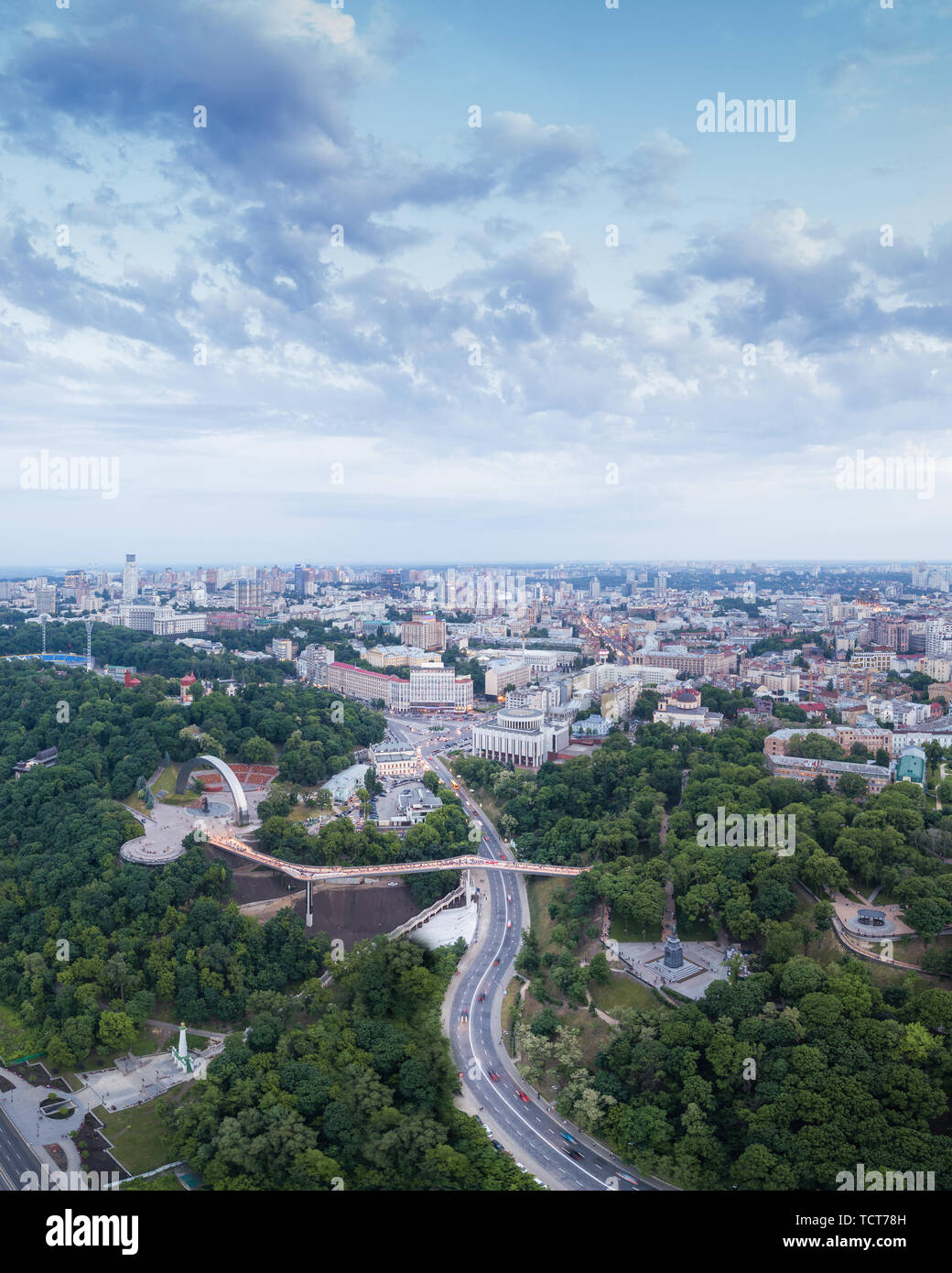 Aerial view of the new glass bridge in Kiev at night Stock Photo - Alamy