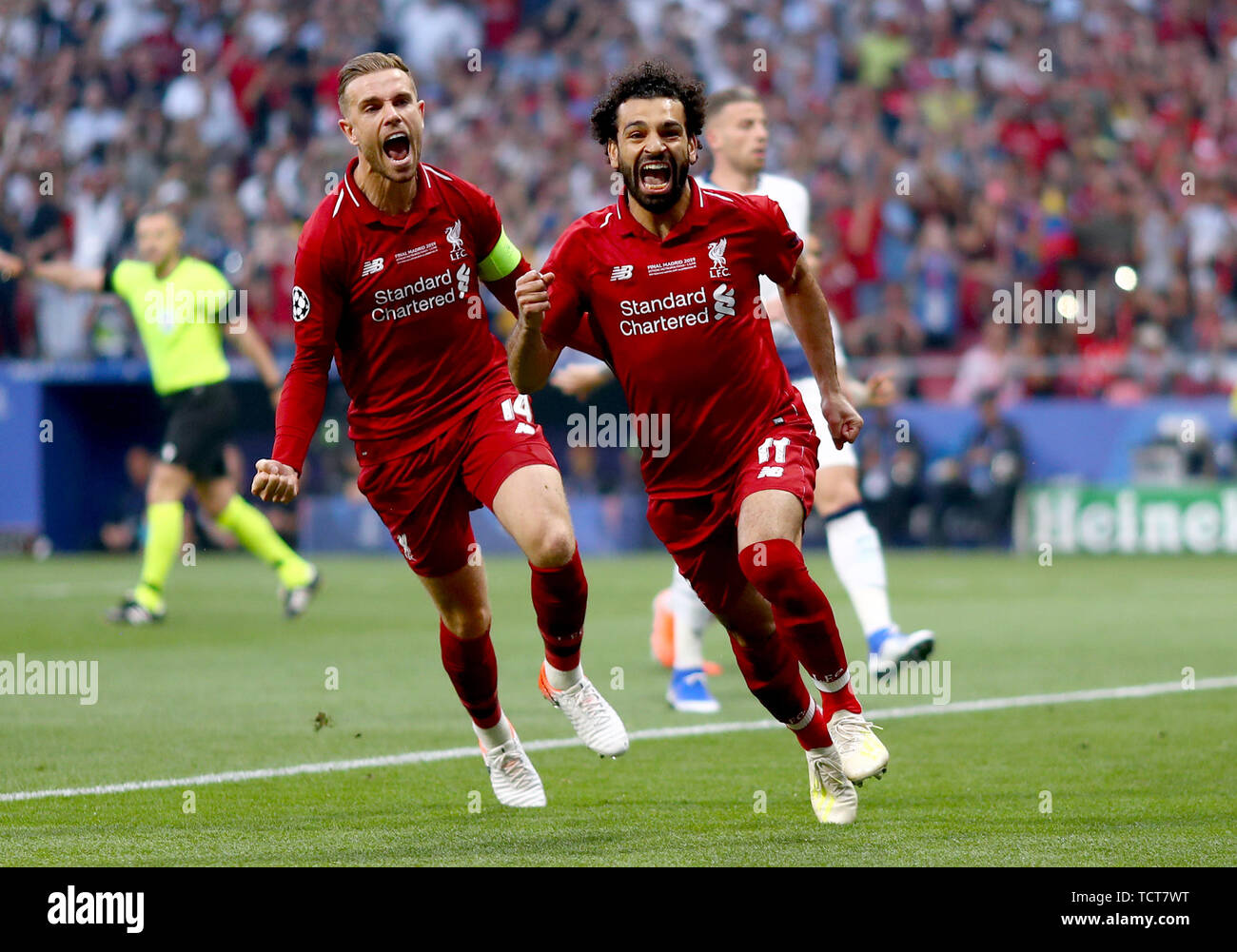 Mohamed Salah of Liverpool celebrates after scoring from the penalty ...