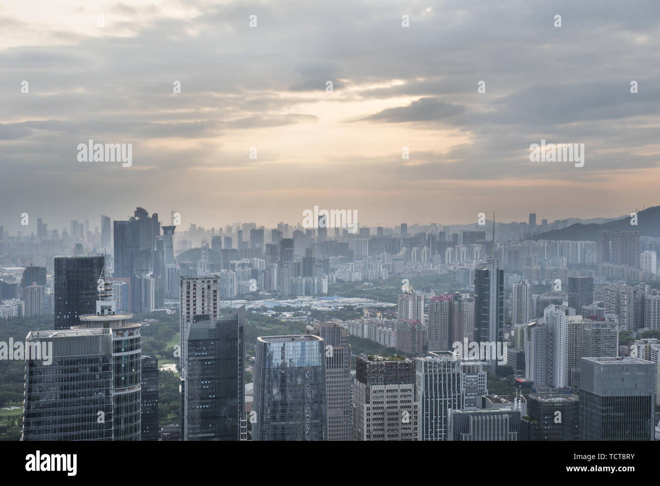 Chinese city skyline complex high-rise building building panoramic ...