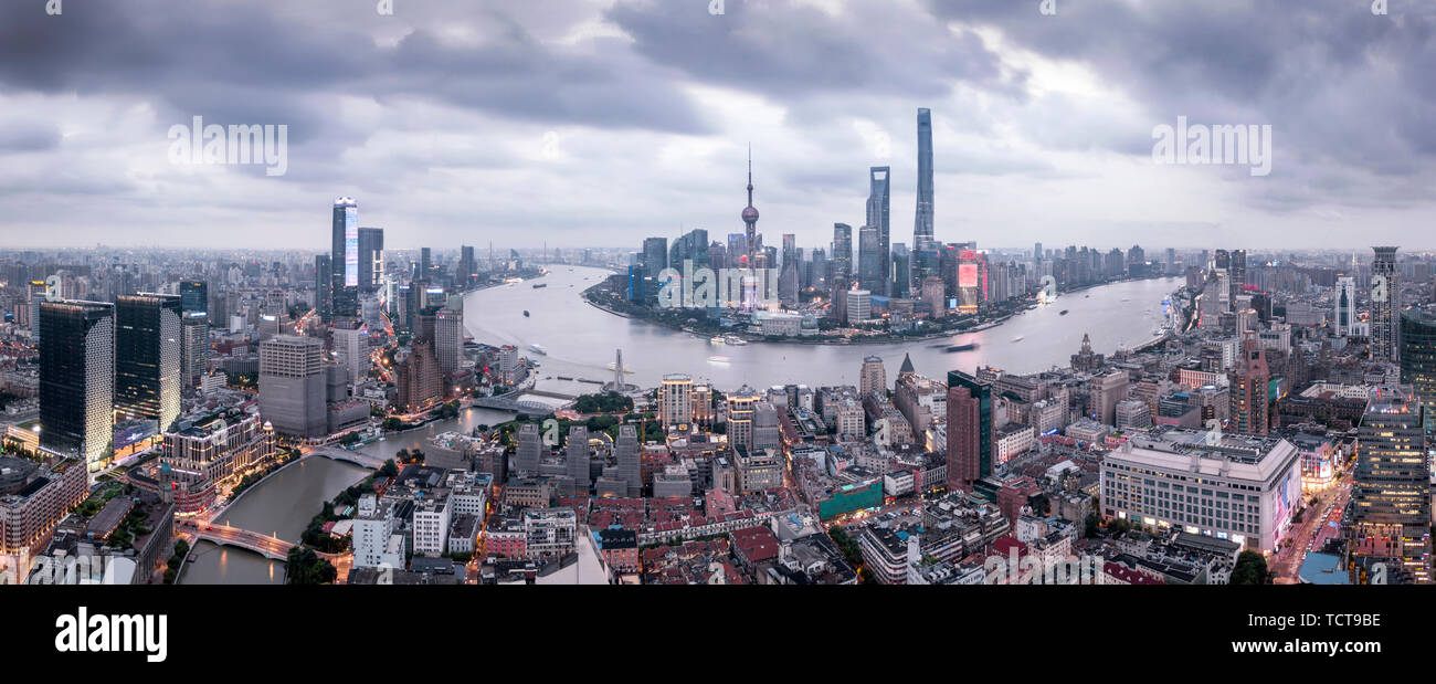 Airshot panoramic view of Shanghai Stock Photo - Alamy