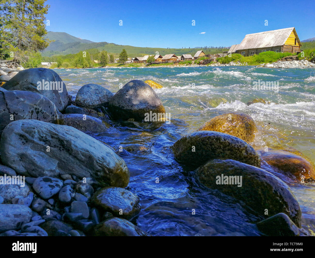 Summer in Wo Mu Village, Burjin, Xinjiang Stock Photo - Alamy