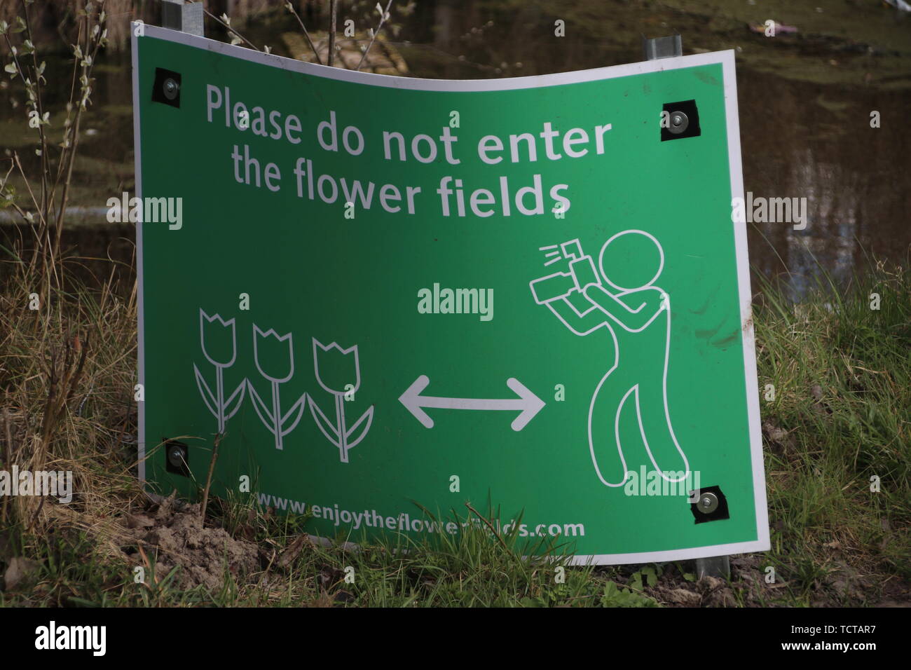 Warning sign do not enter the flower fields in the Netherlands Stock ...
