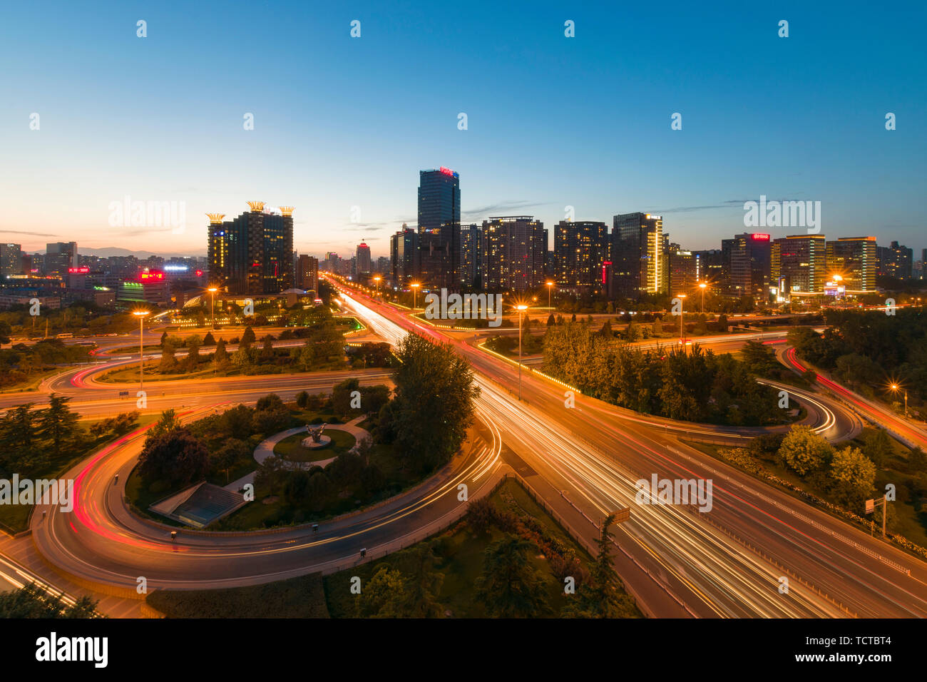 Night View of Sanyuan Bridge in Beijing Stock Photo - Alamy