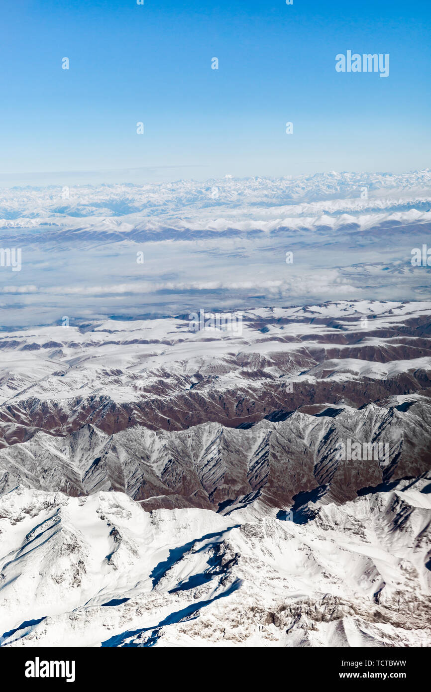 Plateau, mountains, snow mountains, aerial photography Stock Photo - Alamy