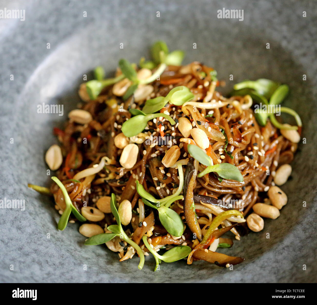 Delicious pasta with buckwheat noodles photographed close up Stock ...