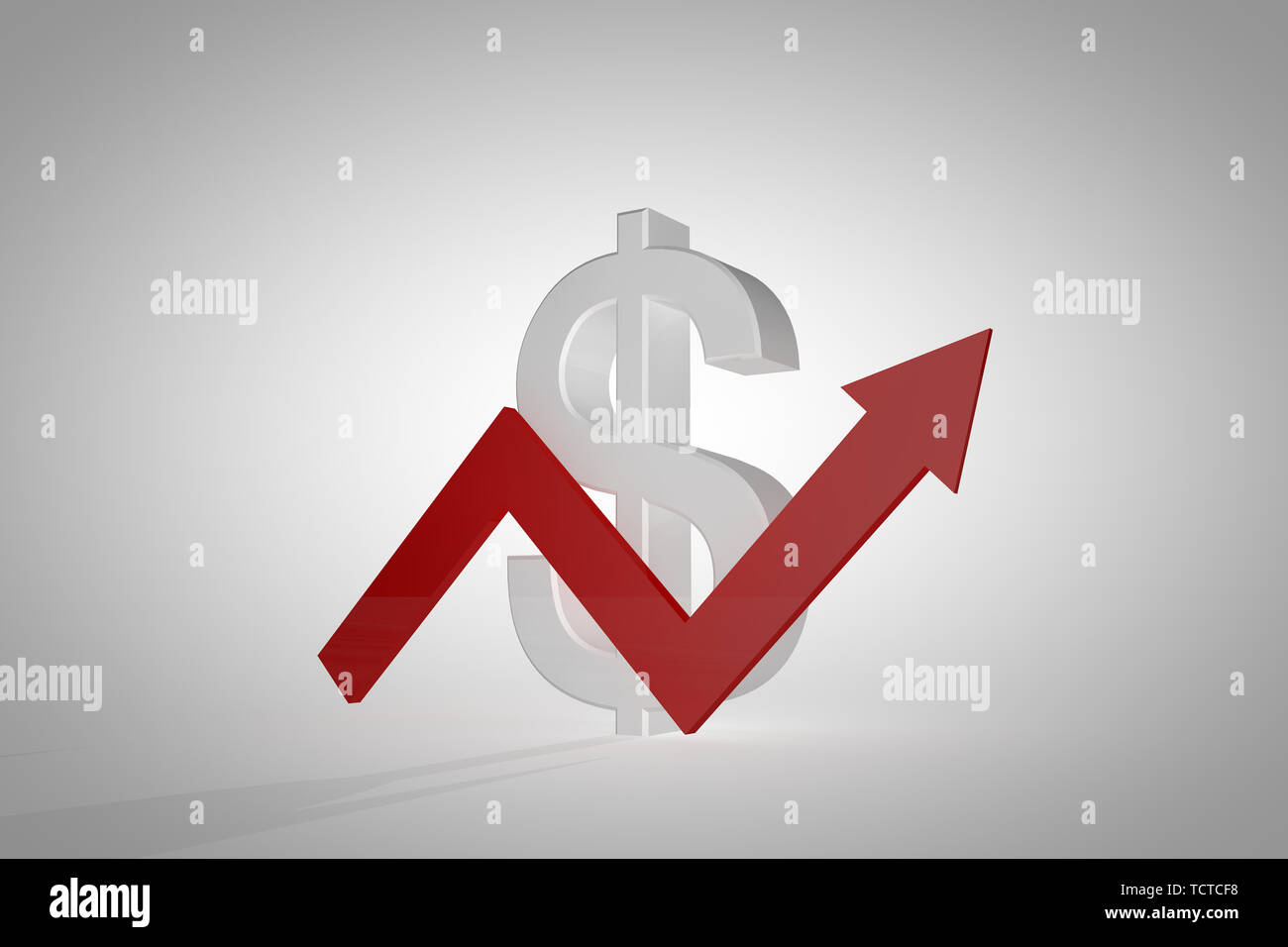 red arrow up with dollar price background Stock Photo - Alamy