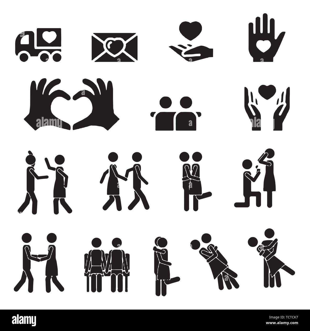 Friendship and love line icons. Interaction, Mutual understanding and ...