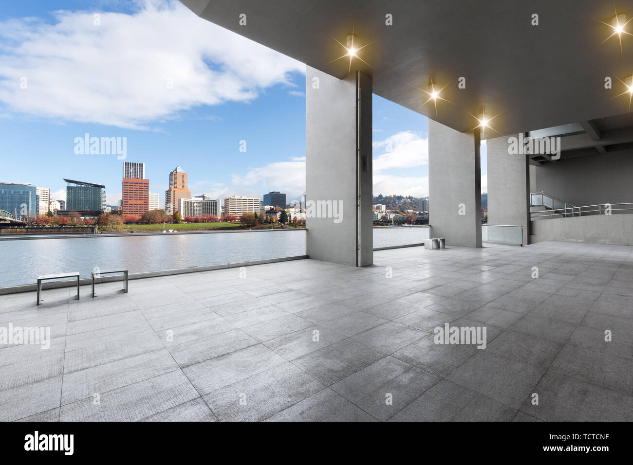 cityscape and skyline of portland from empty floor Stock Photo - Alamy