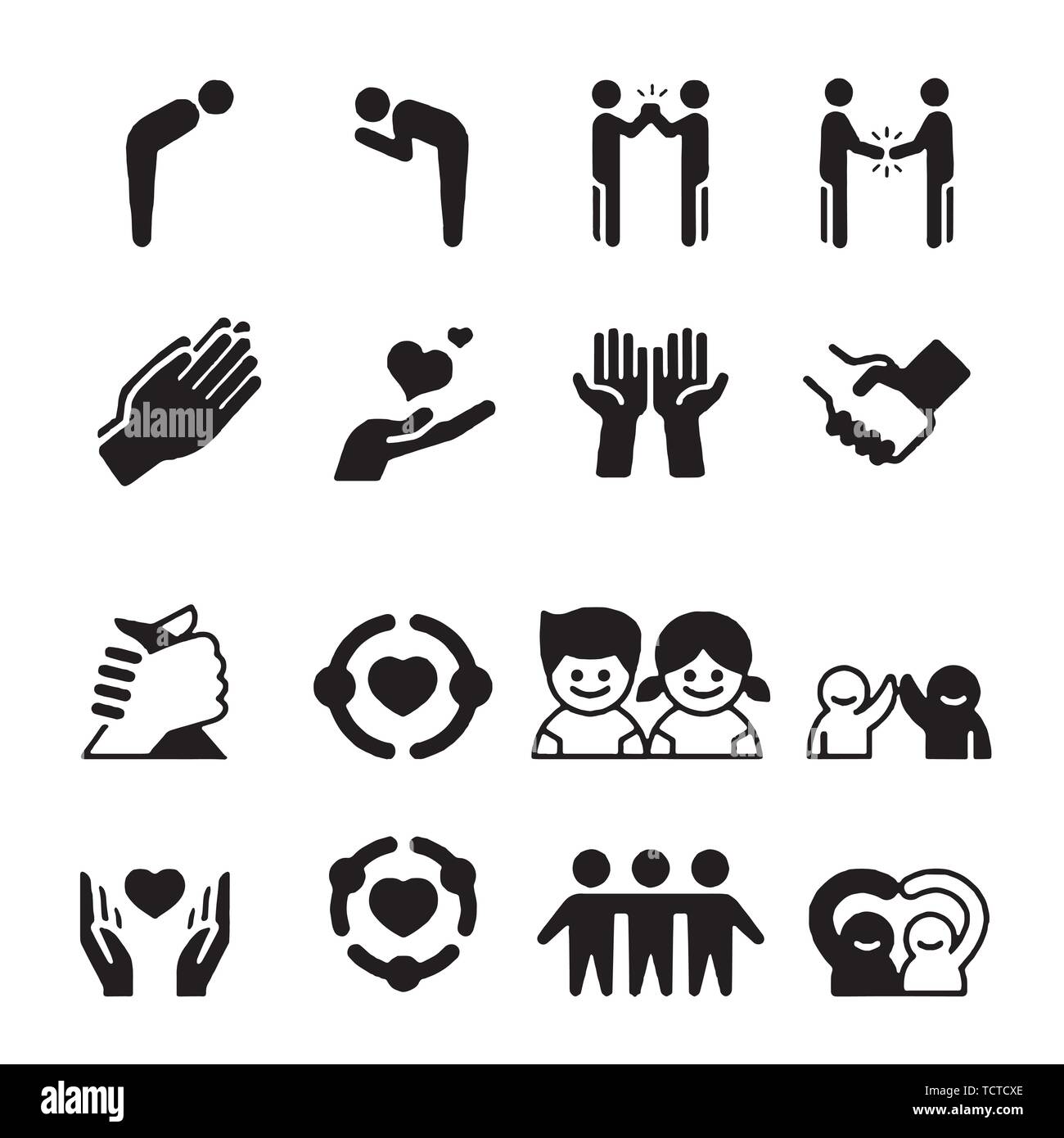 Friendship and love line icons. Interaction, Mutual understanding and ...