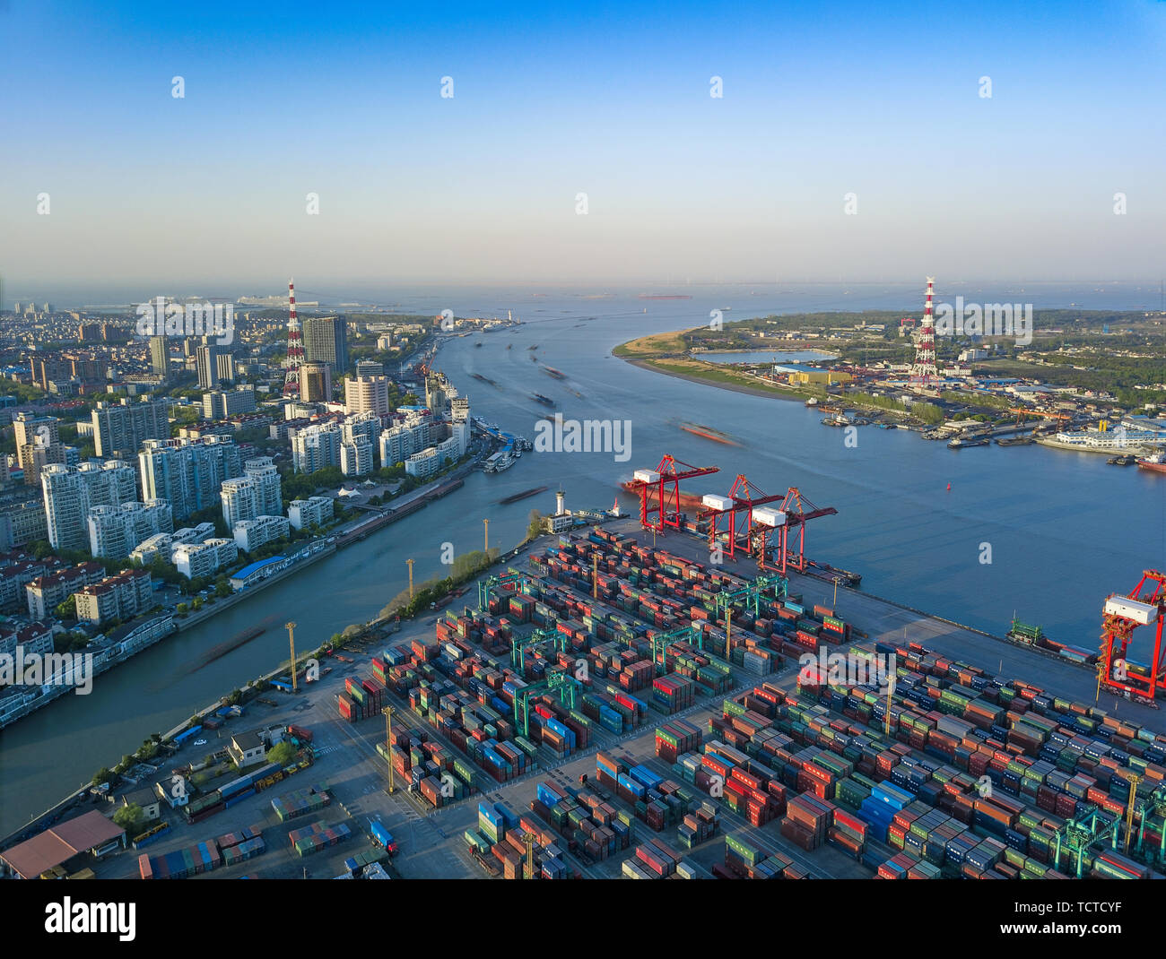 The huangpu river sancha port and pudong development hi-res stock ...