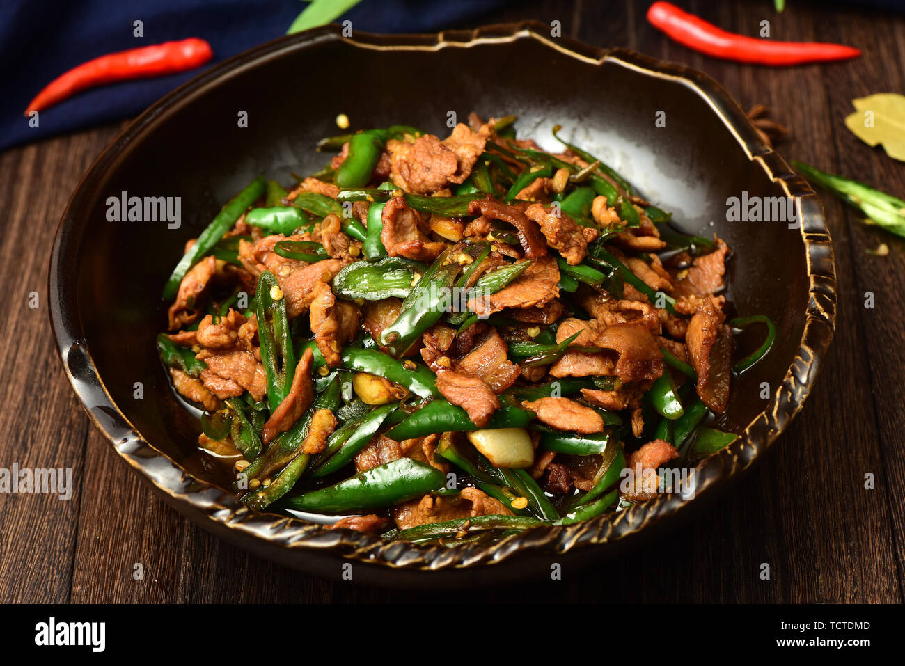 Chilli fried meat Stock Photo - Alamy