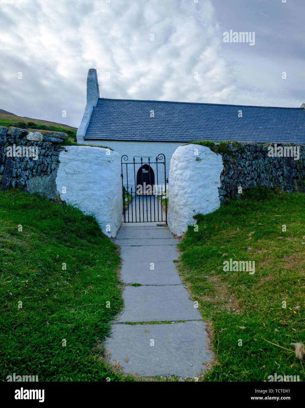 Mwnt, Wales - May 23, 2019: Evening light on the Ceredigion coast and ...