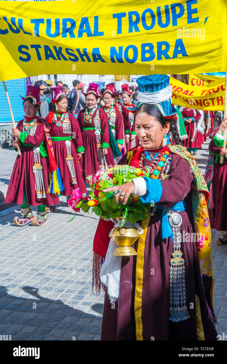 Ladakhi people with traditional costumes participates in the Ladakh ...