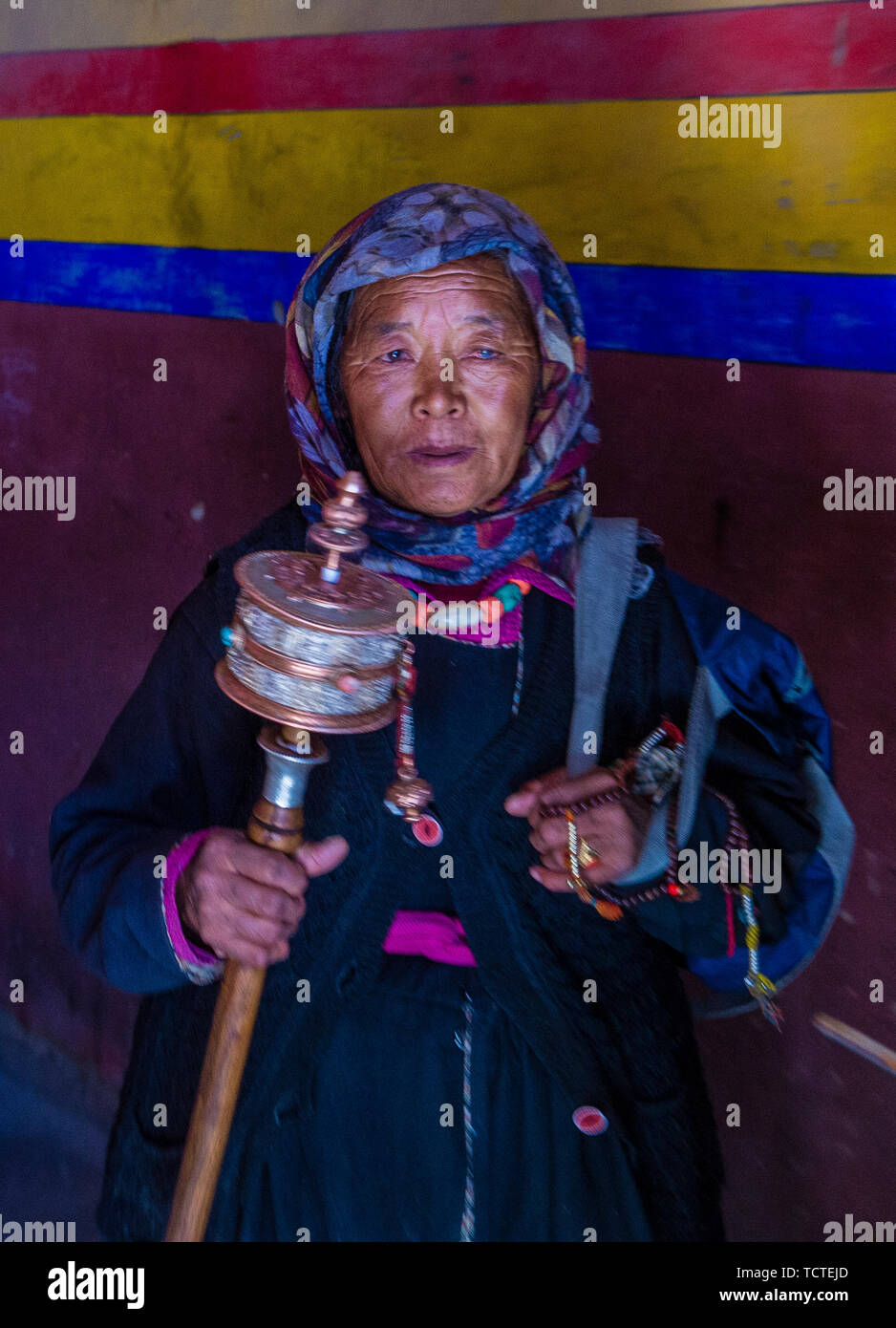 Portraite of Ladakhi woman during the Ladakh Festival in Leh India ...