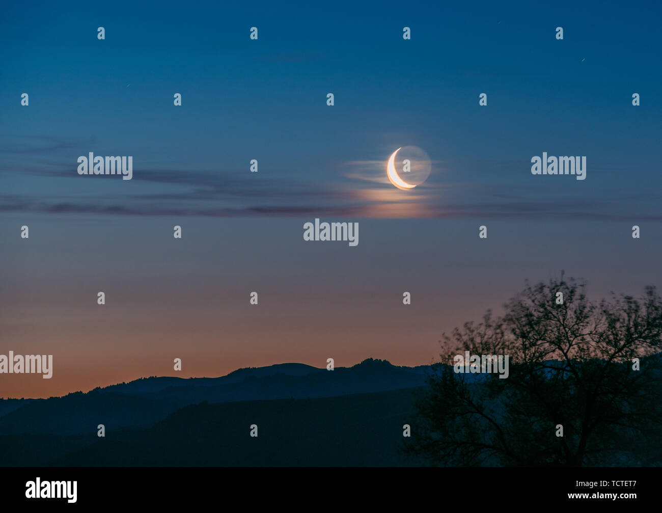 Beautiful moonlight material at night Stock Photo - Alamy