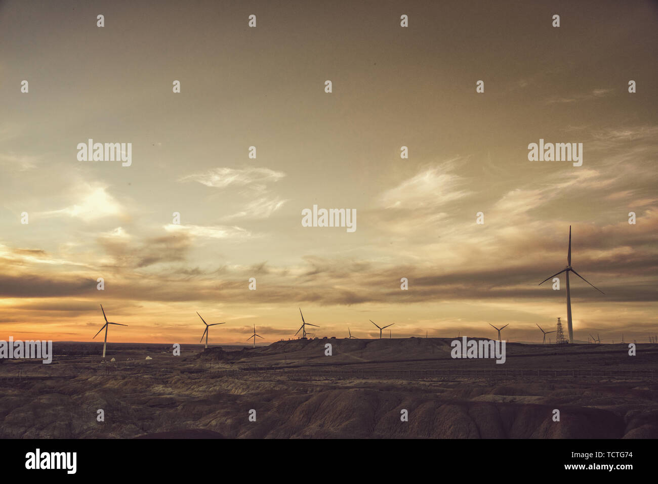 The wind turbine on the Gobi Desert Stock Photo - Alamy