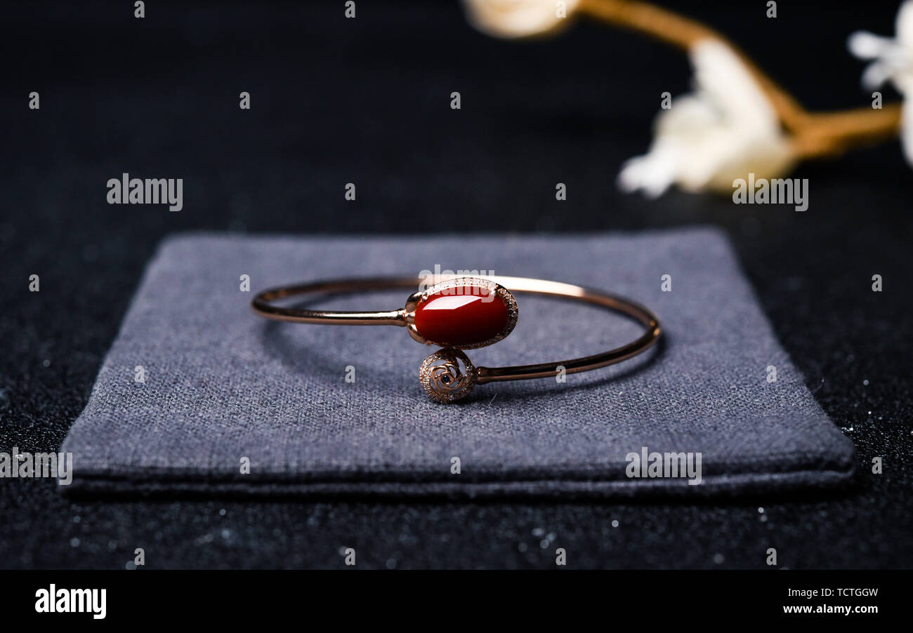 Red coral bracelet Stock Photo - Alamy