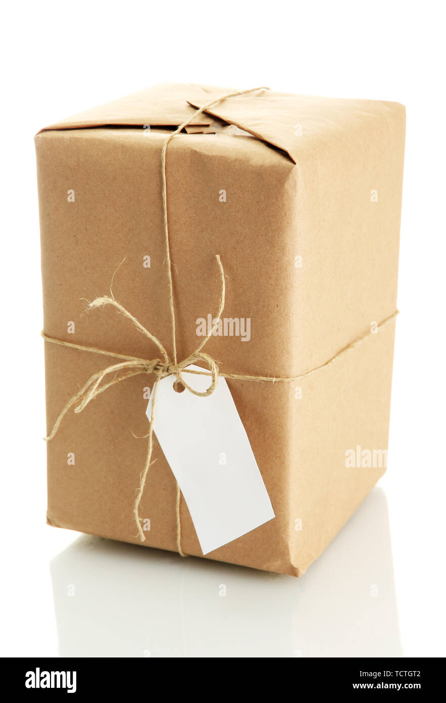 parcel box with kraft paper, isolated on white Stock Photo - Alamy