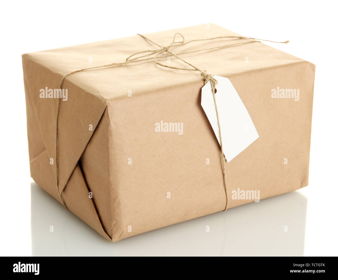 parcel box with kraft paper, isolated on white Stock Photo - Alamy