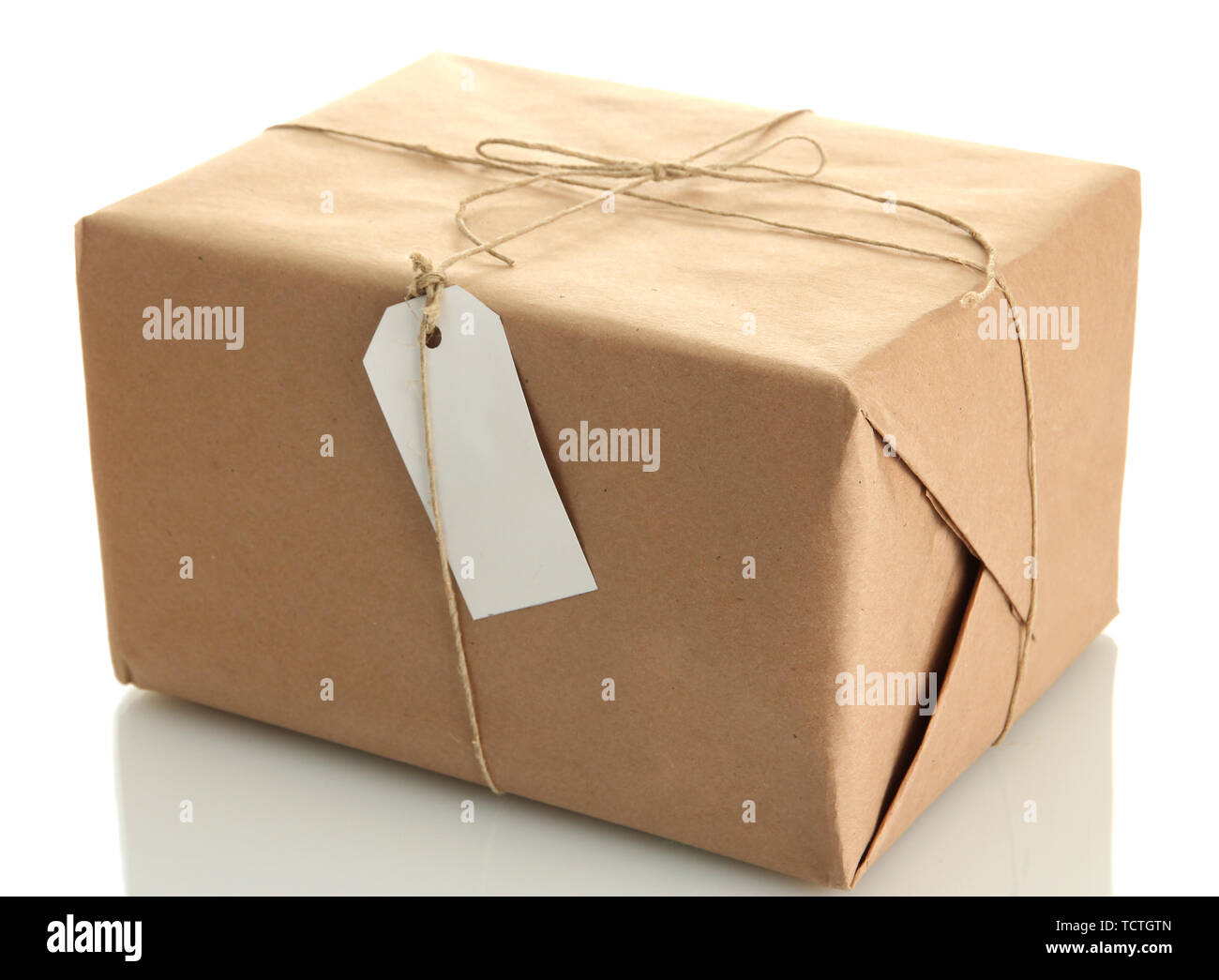 parcel box with kraft paper, isolated on white Stock Photo - Alamy