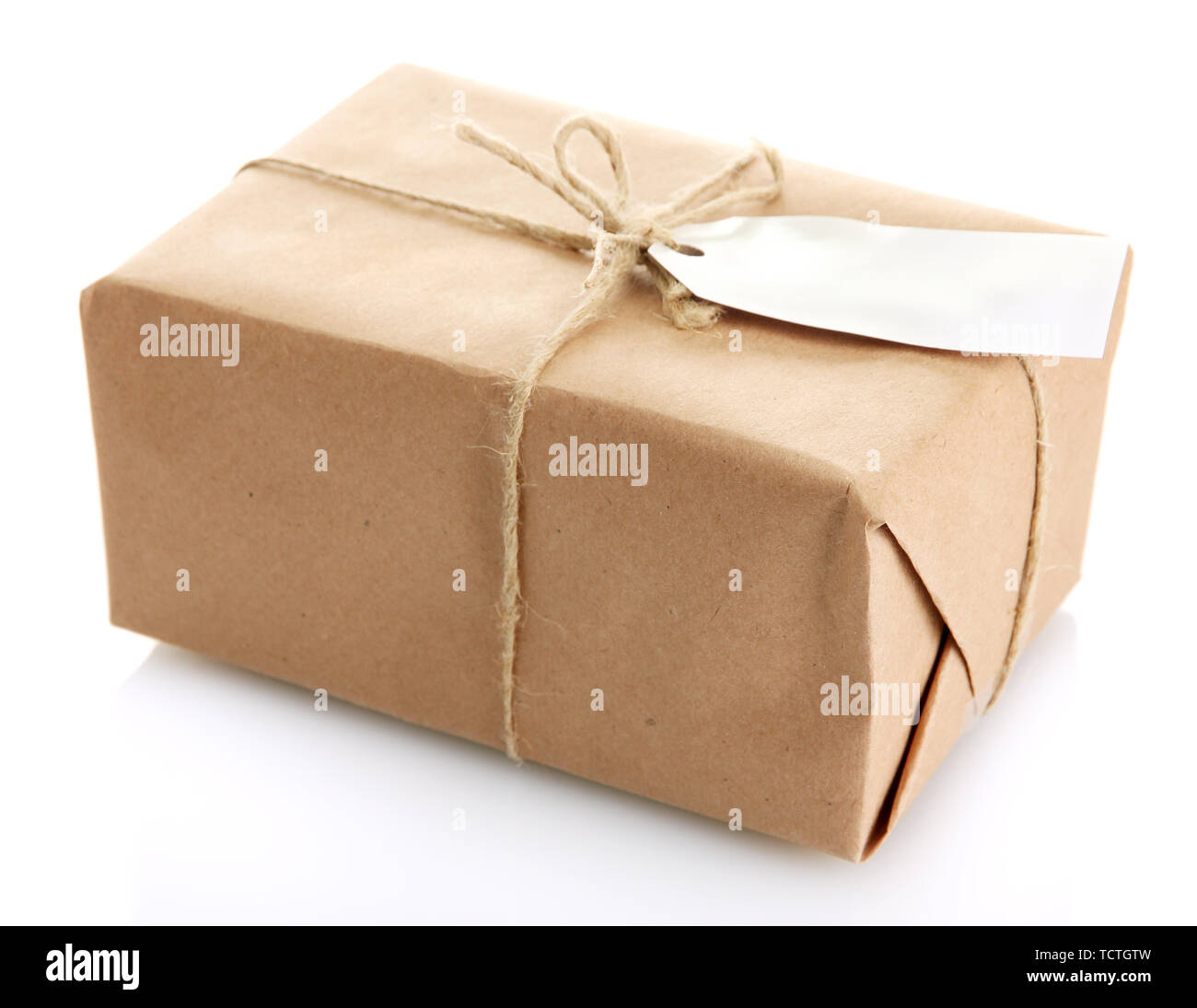 parcel box with kraft paper, isolated on white Stock Photo - Alamy