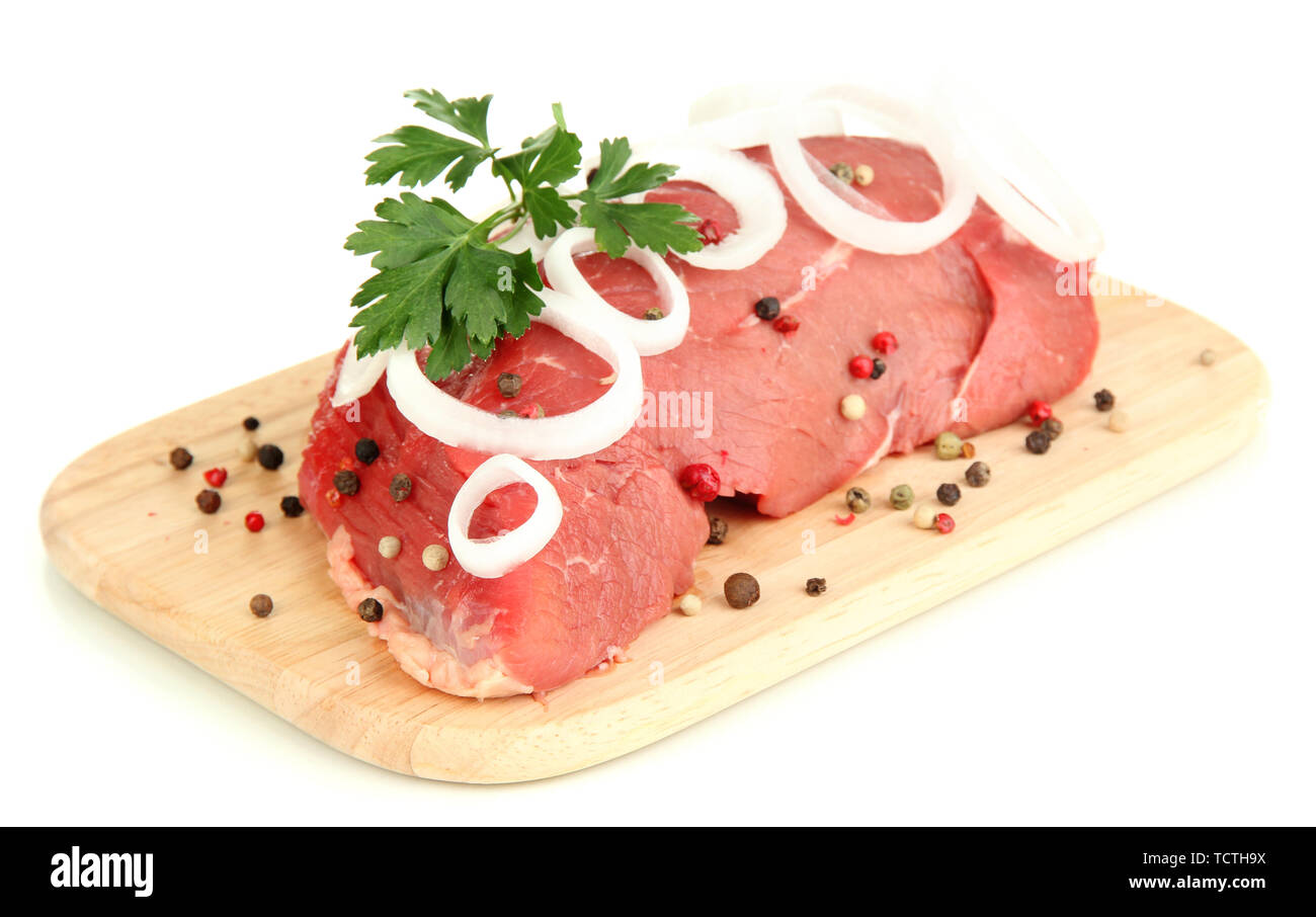 Raw beef meat isolated on white Stock Photo - Alamy