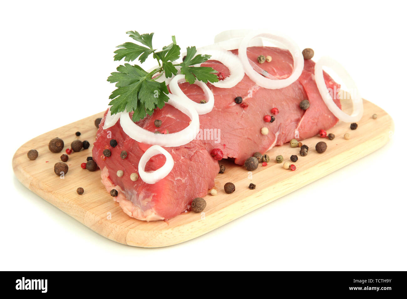 Raw beef meat isolated on white Stock Photo - Alamy