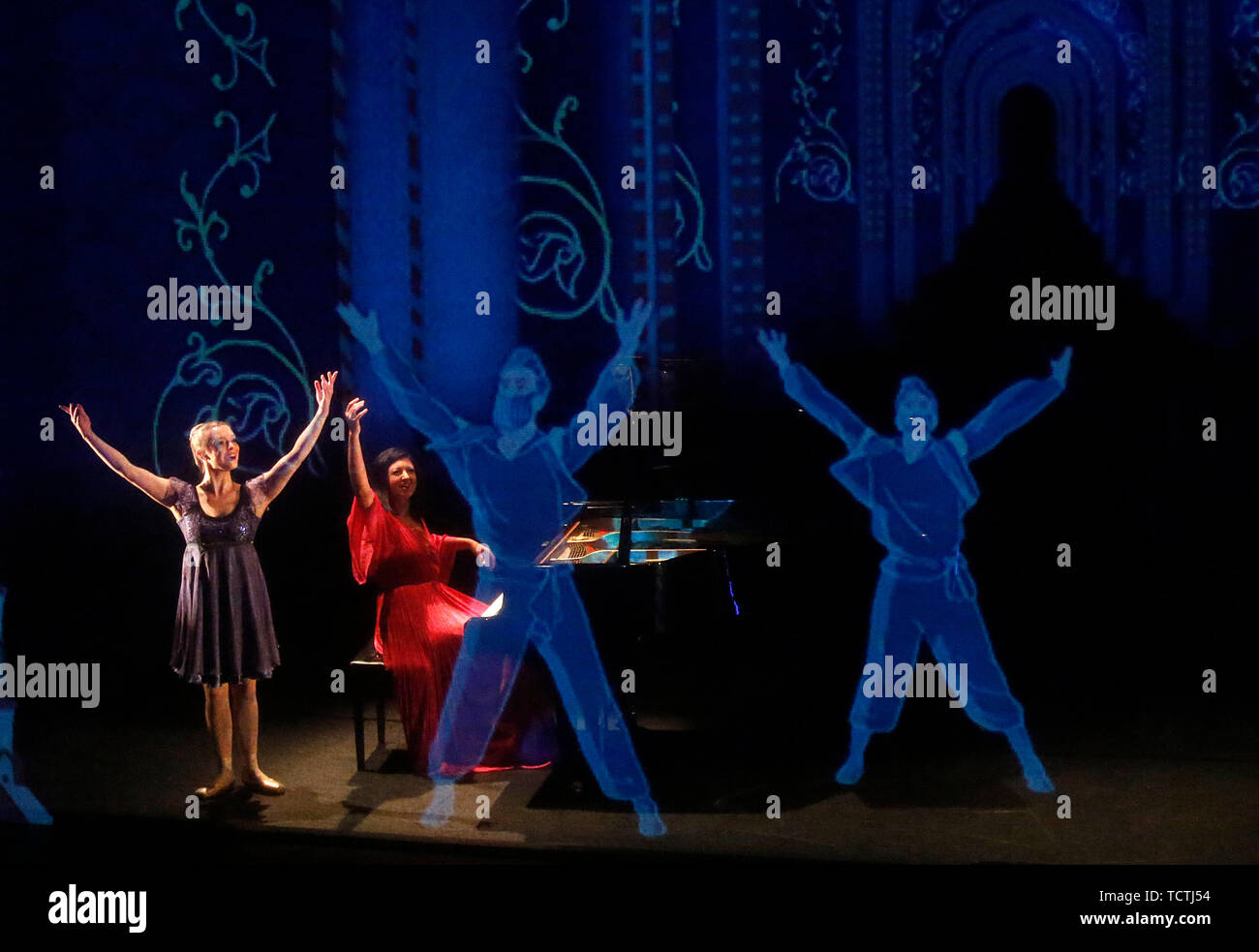 Beirut, Lebanon. 9th June, 2019. Pianist Alexandra Dariescu (2nd L ...